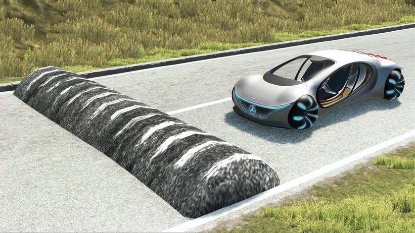 驾驶员玩手机来不及点刹车,汽车组团vs超大减速带,车祸模拟器