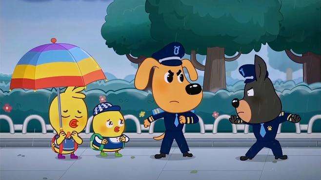 益智早教动画,拉布拉多警长安全安全提示,不在大马路上玩耍