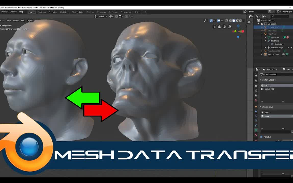 iBlender中文版插件 Mesh Data Transfer 最新汉化版 网格数据传递 高模...