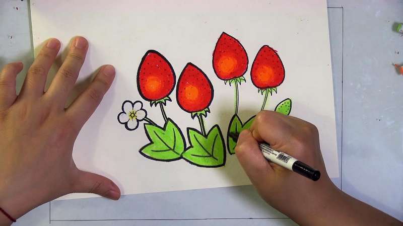 儿童简笔画水果,草莓视频教程
