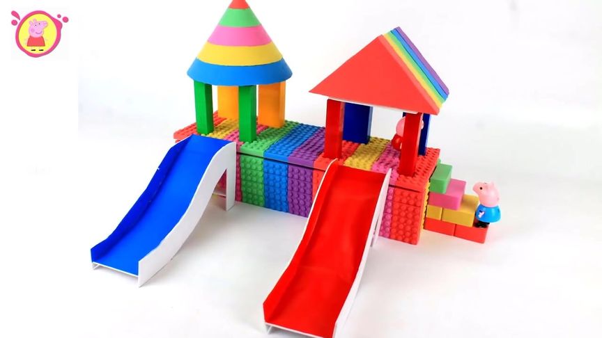 幼儿色彩启蒙玩具:太空沙DIY双人滑滑梯模型