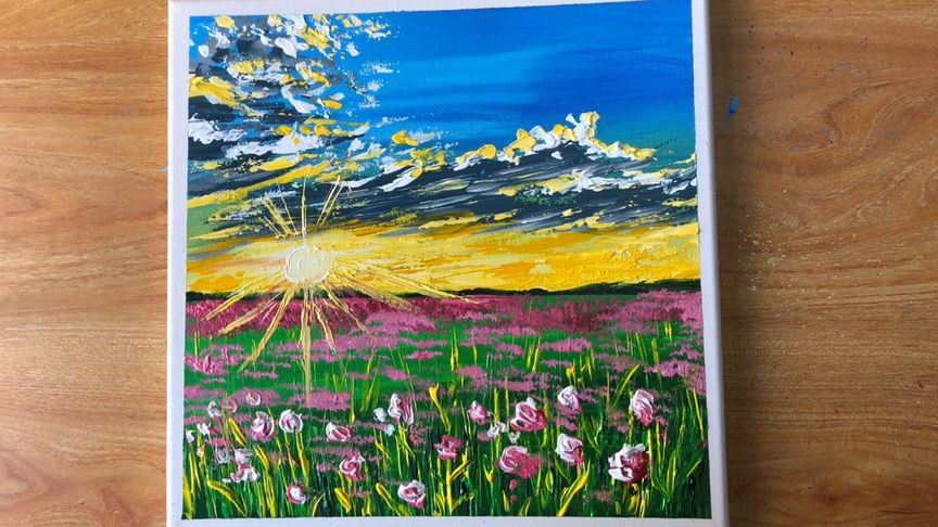 丙烯画/清晨美景/简单风景画/初学者绘画入门教程/学浪计划