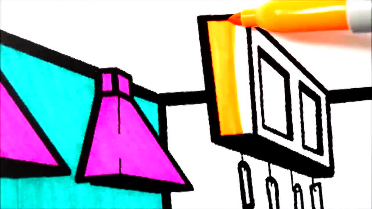 简笔画:漂亮又整洁的小厨房绘画