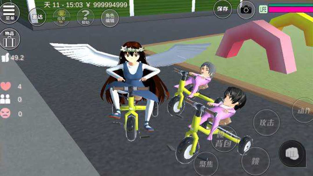 樱花校园模拟器:这两位小婴儿自学的躺着骑三轮车姿势?太逗了吧