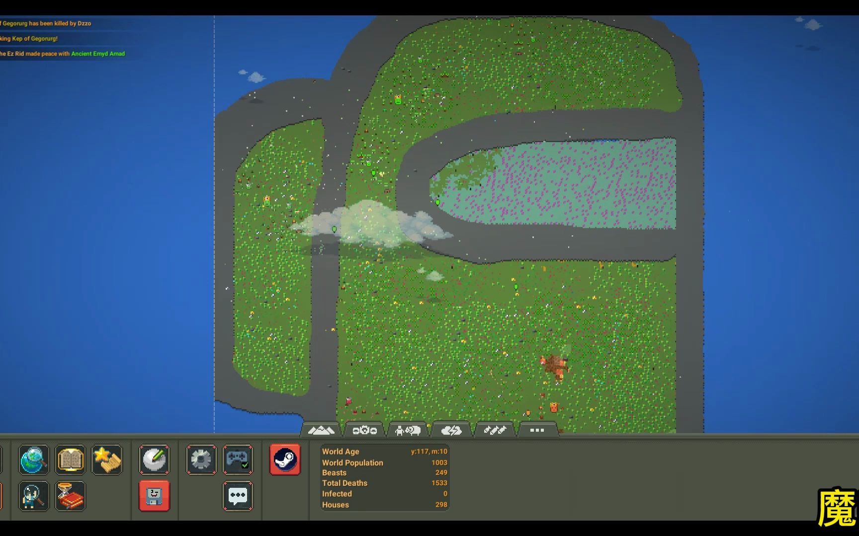 世界盒子上帝模拟器:我们之间小绿人身上玩四国大战