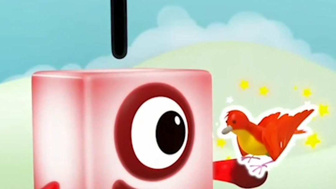 数字积木动画:小红块数字1 只要碰到是一的物体 就会发光