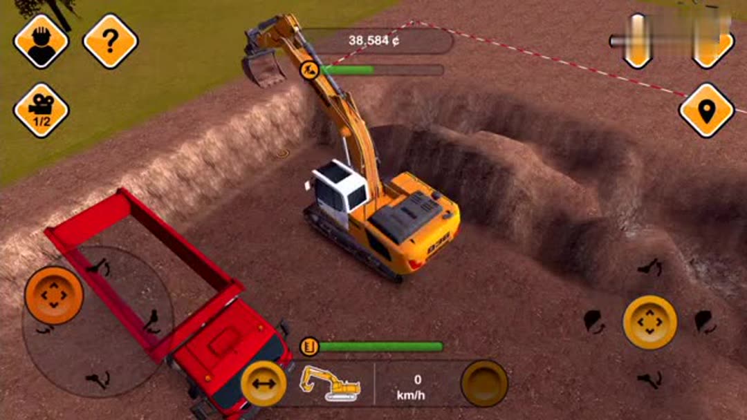 ...模拟器第39期 使用大型挖掘机挖水池★吊车挖掘机工程车玩具游戏...