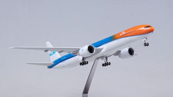 47cm带灯荷兰航空波音777橙色骄傲仿真飞机模型#led声控灯光