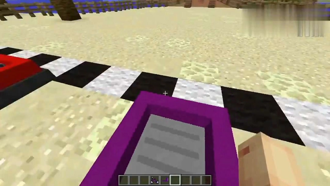 我的世界模组开着奇怪的交通工具去海边浪