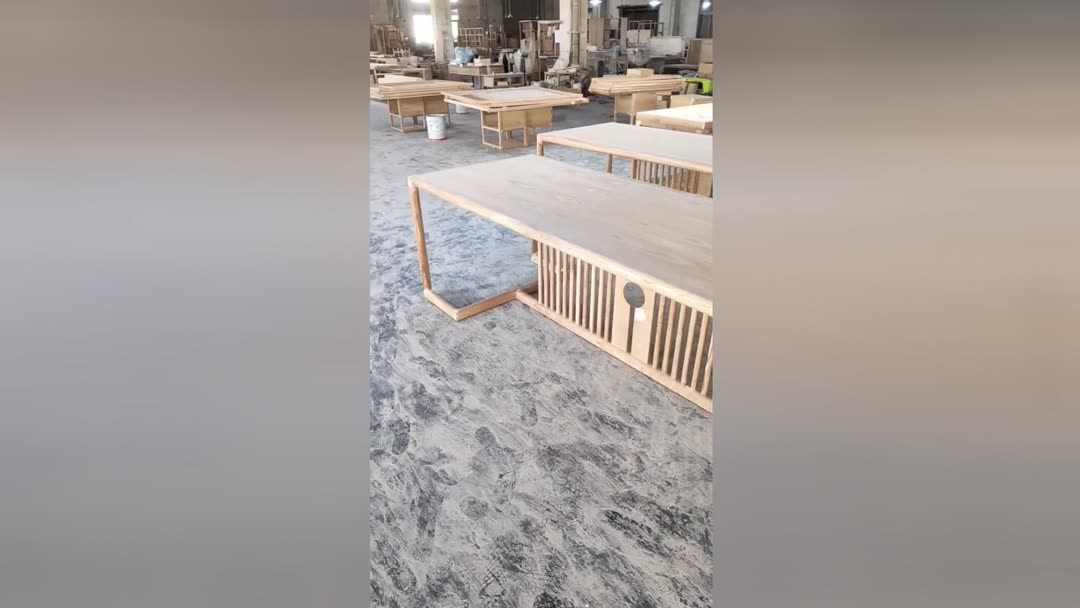 苏适轩家具工厂;2.6米大茶桌,上油漆流程,可做会议桌。