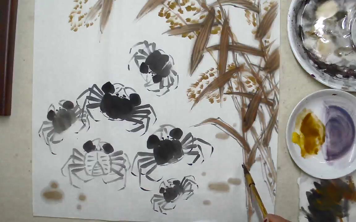 国画入门:水墨螃蟹画法讲解!初学者不可错过!