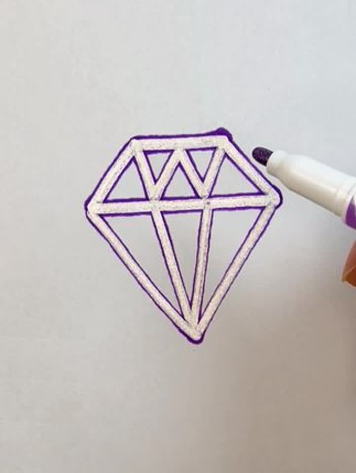 钻石这样画,简单易学#简笔画 #亲子简笔画