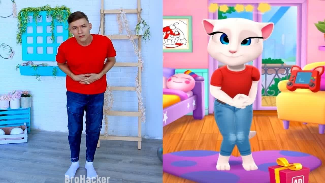 搞笑模仿秀:男孩模仿会说话的安吉拉肚子疼,模仿的像吗?