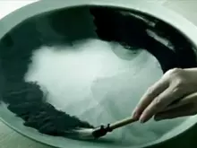 0320-研磨书法写毛笔字水墨中国高清实拍视频素.