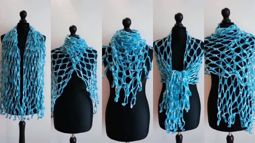 钩针编织简约款镂空多用围巾