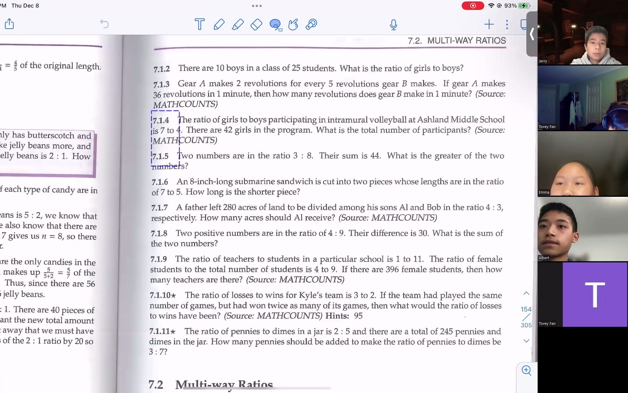 Prealgebra Lesson 37 多比例习题、面积与边长比