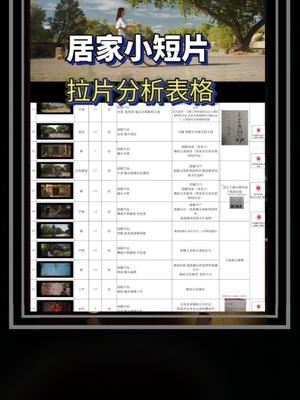 布兰登李居家"旅拍"拉片分析表格奉上 #拍摄剪辑