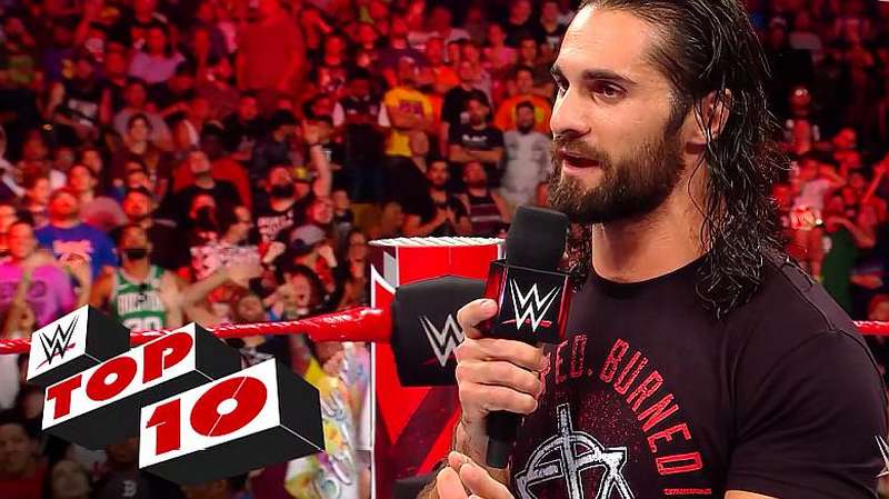 WWE十佳精彩瞬间:罗门伦斯飞扑撞翻众选手,霸气十足!