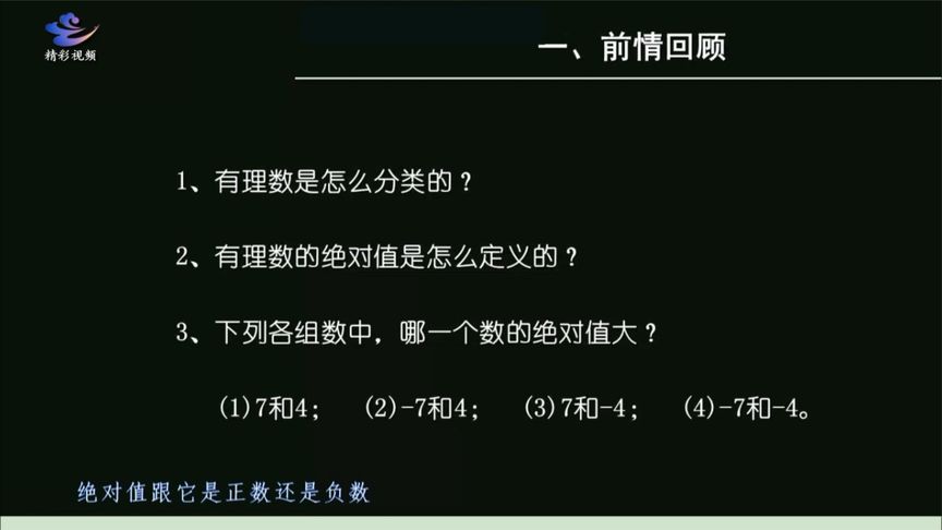 (初一数学)有理数的加法 01解说:前情回顾