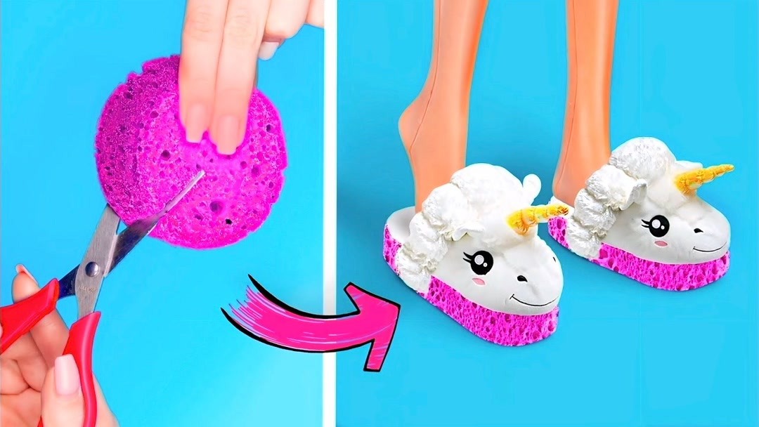 创意手工diy,制作各种芭比娃娃鞋子日用品!实用满满!