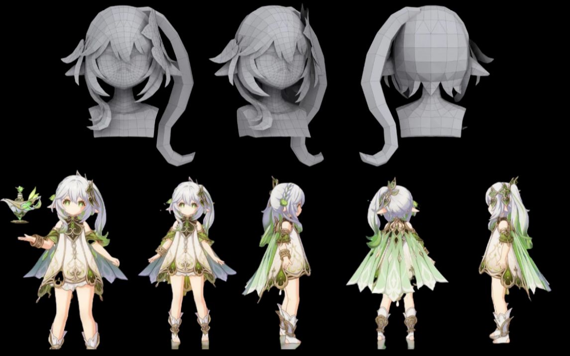 【3D】原神纳西妲!3Dmax二次元游戏角色模型制作教程