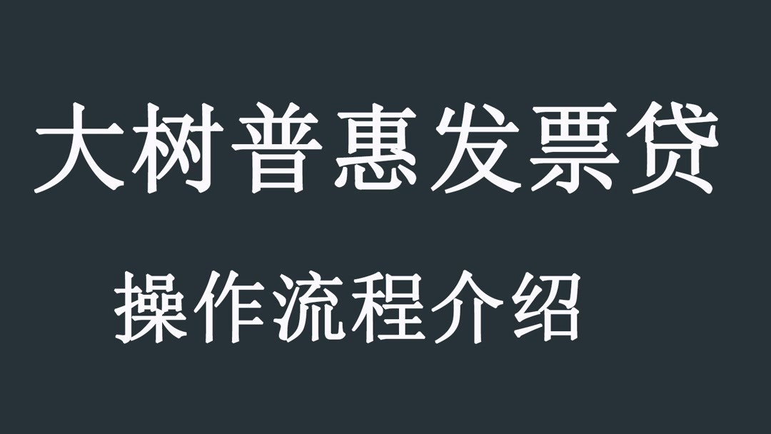大树普惠发票贷申请流程?详细申请步骤讲解?企业发票贷教学!