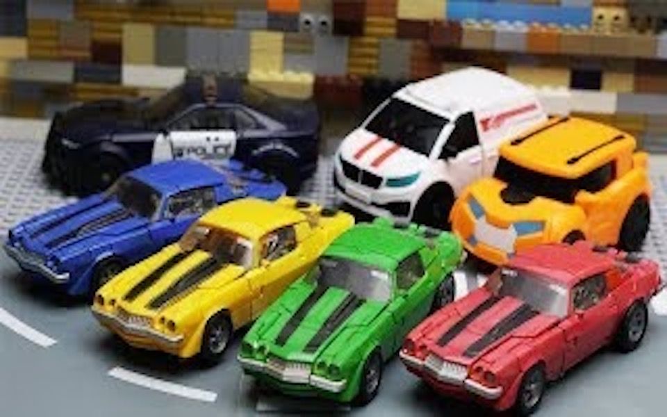 变形金刚大黄蜂电影动画 机器人卡车乐高健身房失败和抢劫银行警车