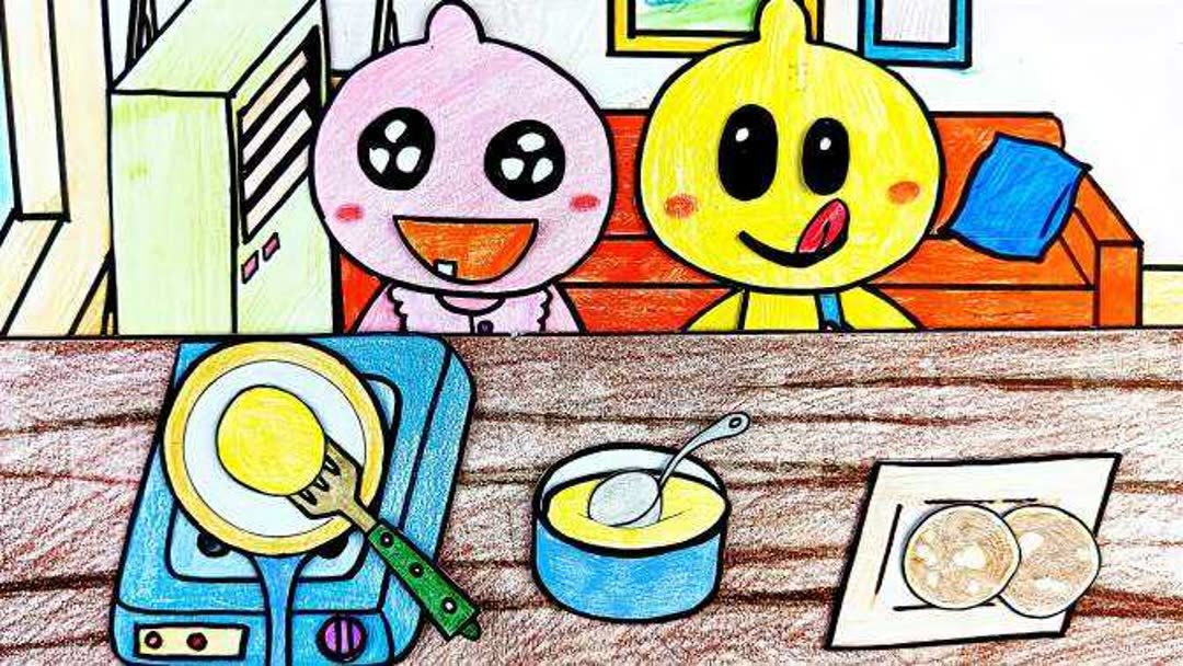 手绘定格动画:豆乐豆豆想吃饭后甜点,那就做一道香蕉松饼尝尝吧