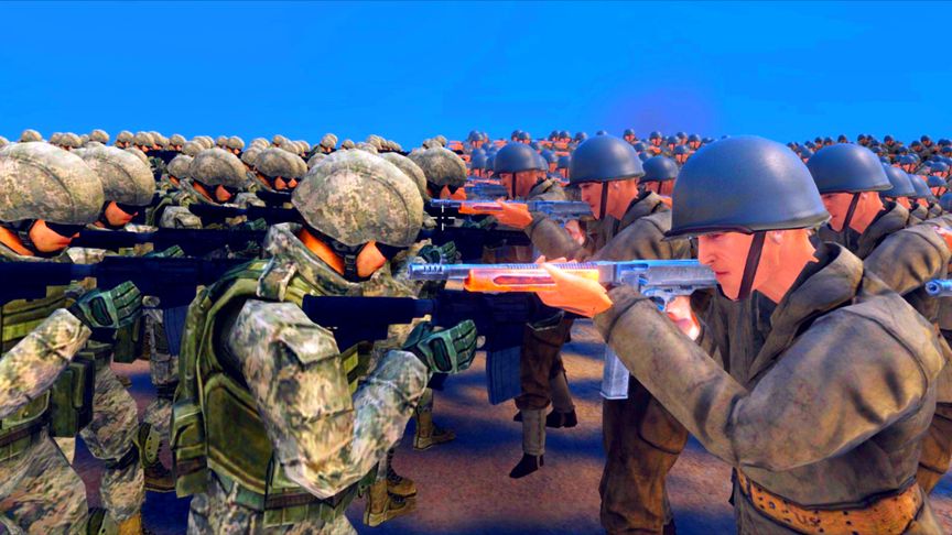 战争模拟器:现代美国大兵2500人VS二战美国大兵10000人 到底谁强
