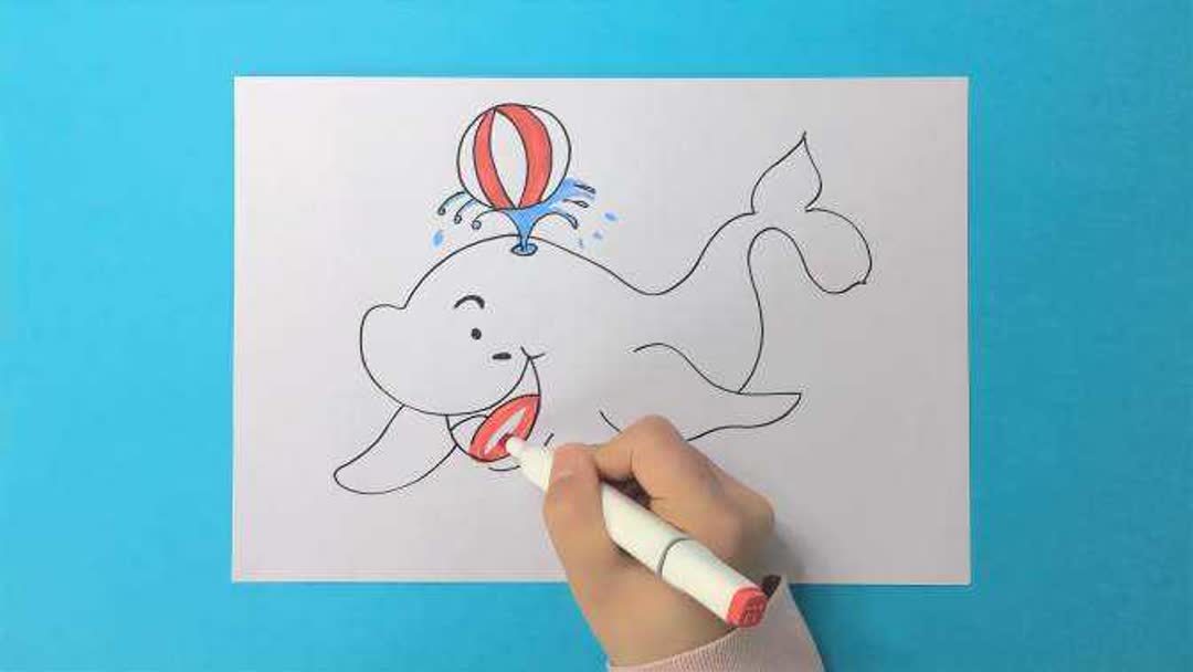 博卡简笔画:小海豚好可爱,还会表演节目呢,我们一起画海豚吧
