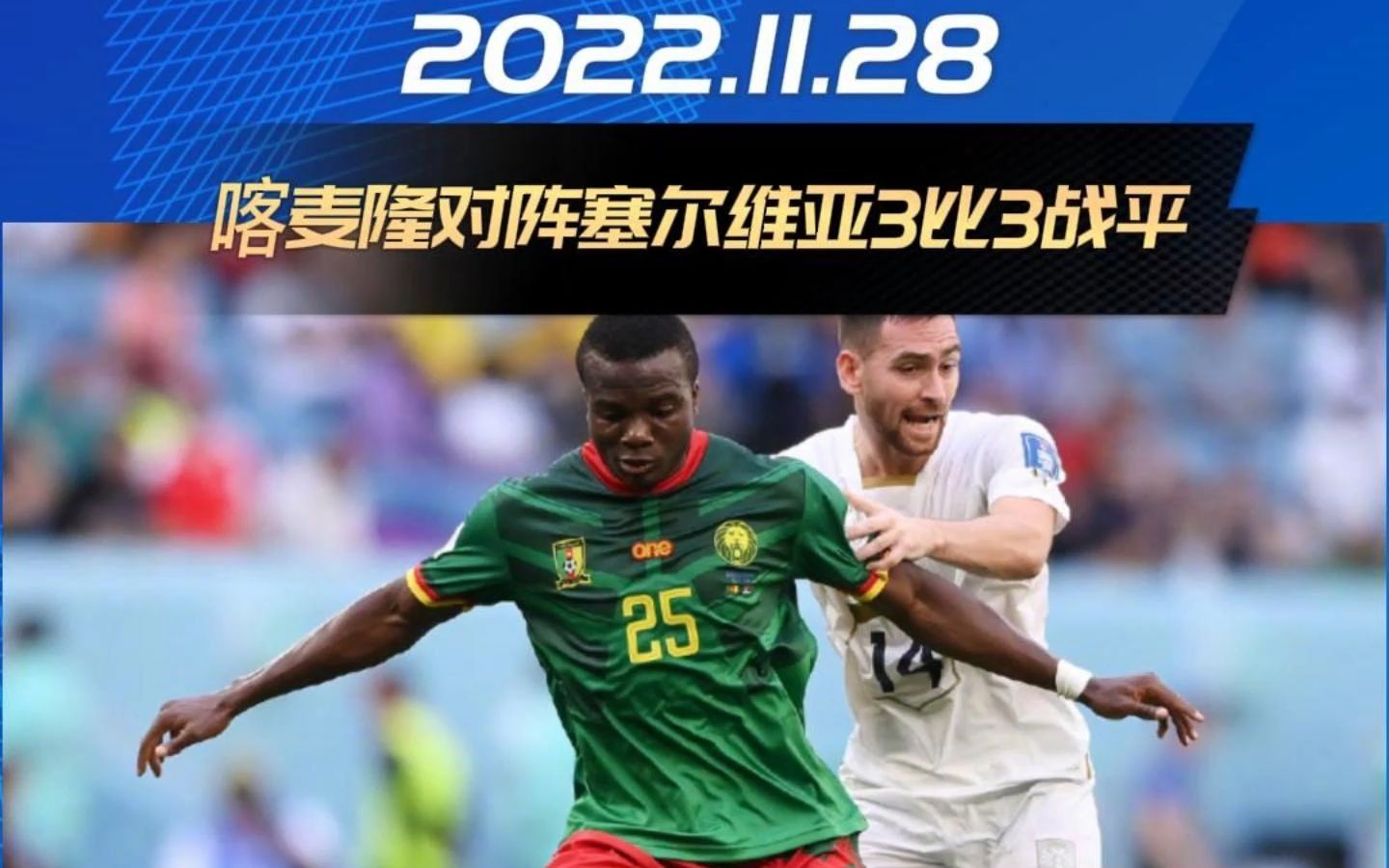 喀麦隆对阵塞尔维亚3比3战平