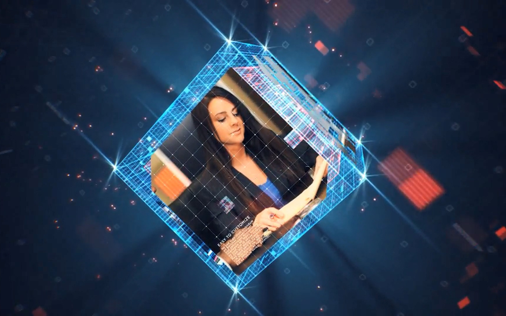 AE模板-透明发光方块修改的人物展示视频