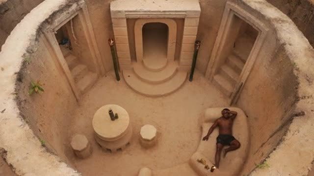 荒野大师通过建筑技巧,规划设计神奇的地下房屋,好佩服他的毅力