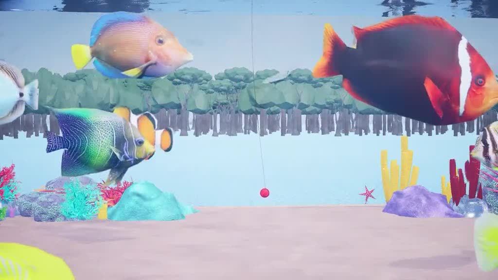 宝宝认知颜色的早教动画,大船和机器手钓彩色的鱼