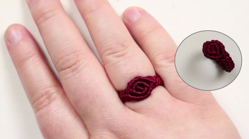 手工DIY教程,用绸缎线毛线制作一个精美的戒指,看了就能学会