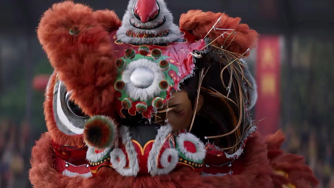 雄狮少年灵动舞狮奋力起飞