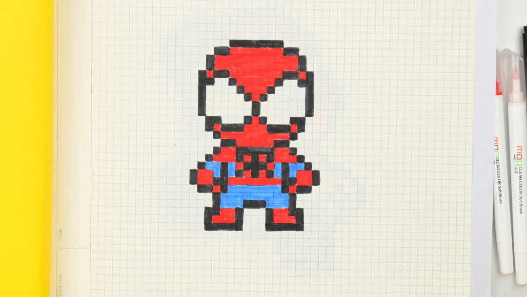 趣盒子手工课 第63集 一起来画画可爱Q版蜘蛛侠格子小画