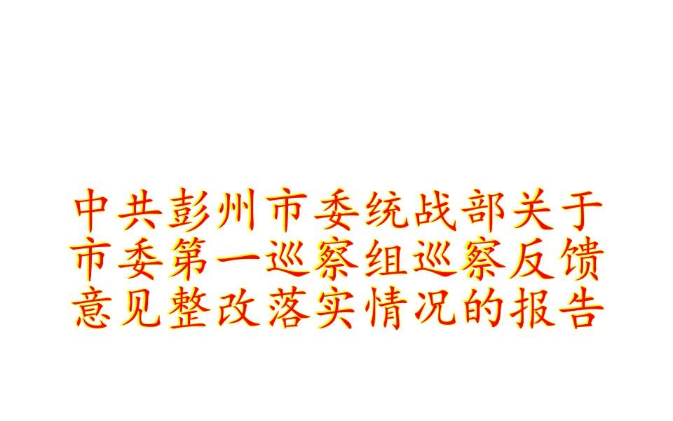 ...彭州市委统战部关于市委第一巡察组巡察反馈意见整改落实情况的报告