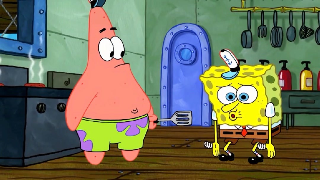 海绵宝宝:海绵宝宝受伤了,他把派大星拉来,完成他的重任