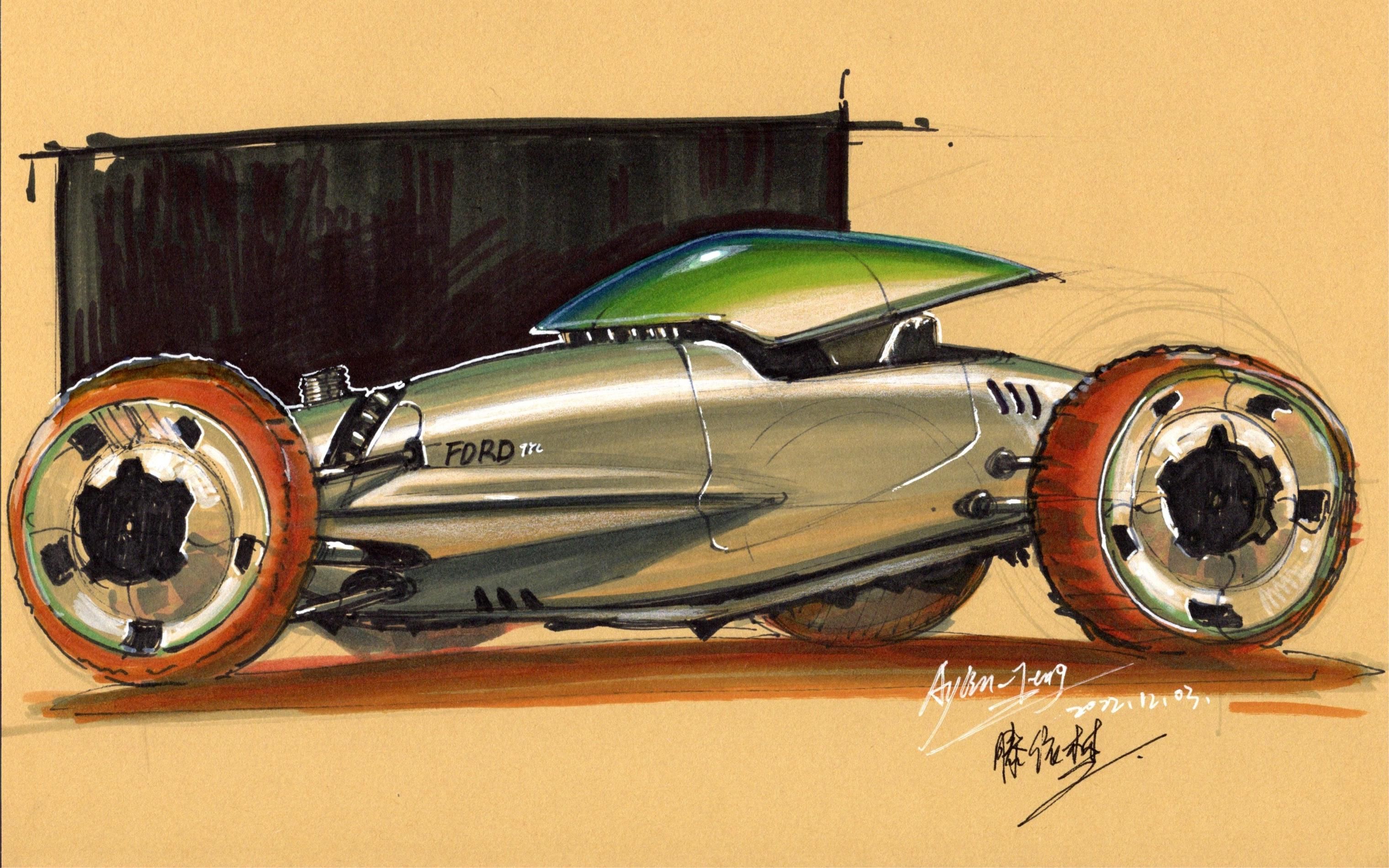 【工业产品设计手绘】概念车马克笔手绘表现(原版)