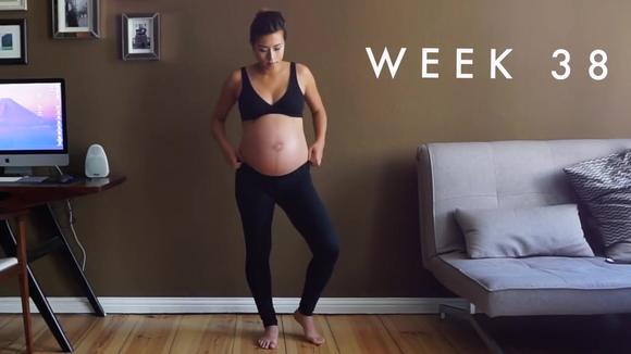 一分钟看遍孕妇孕期体型变化过程,准妈妈十个月就一件衣服!