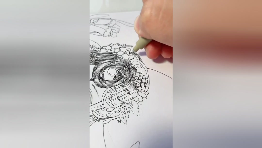#手绘 #针管笔画 #原创 终于肝到古风案例了,一张画从起稿到完成要...