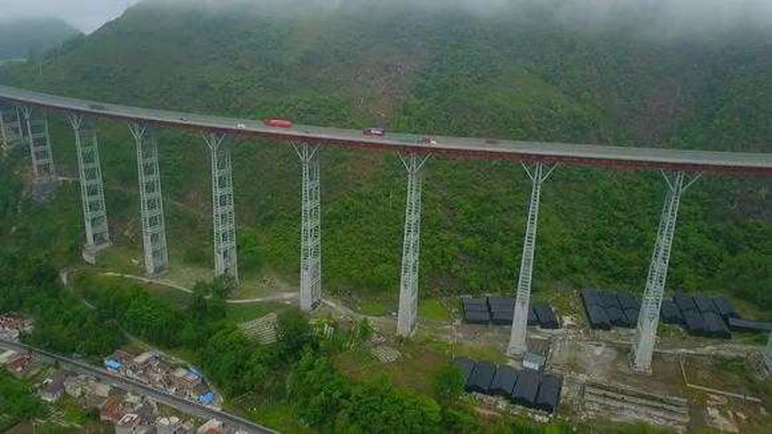 航拍中国超级工程 干海子特大桥 世界上最长的钢管桁架梁公路桥