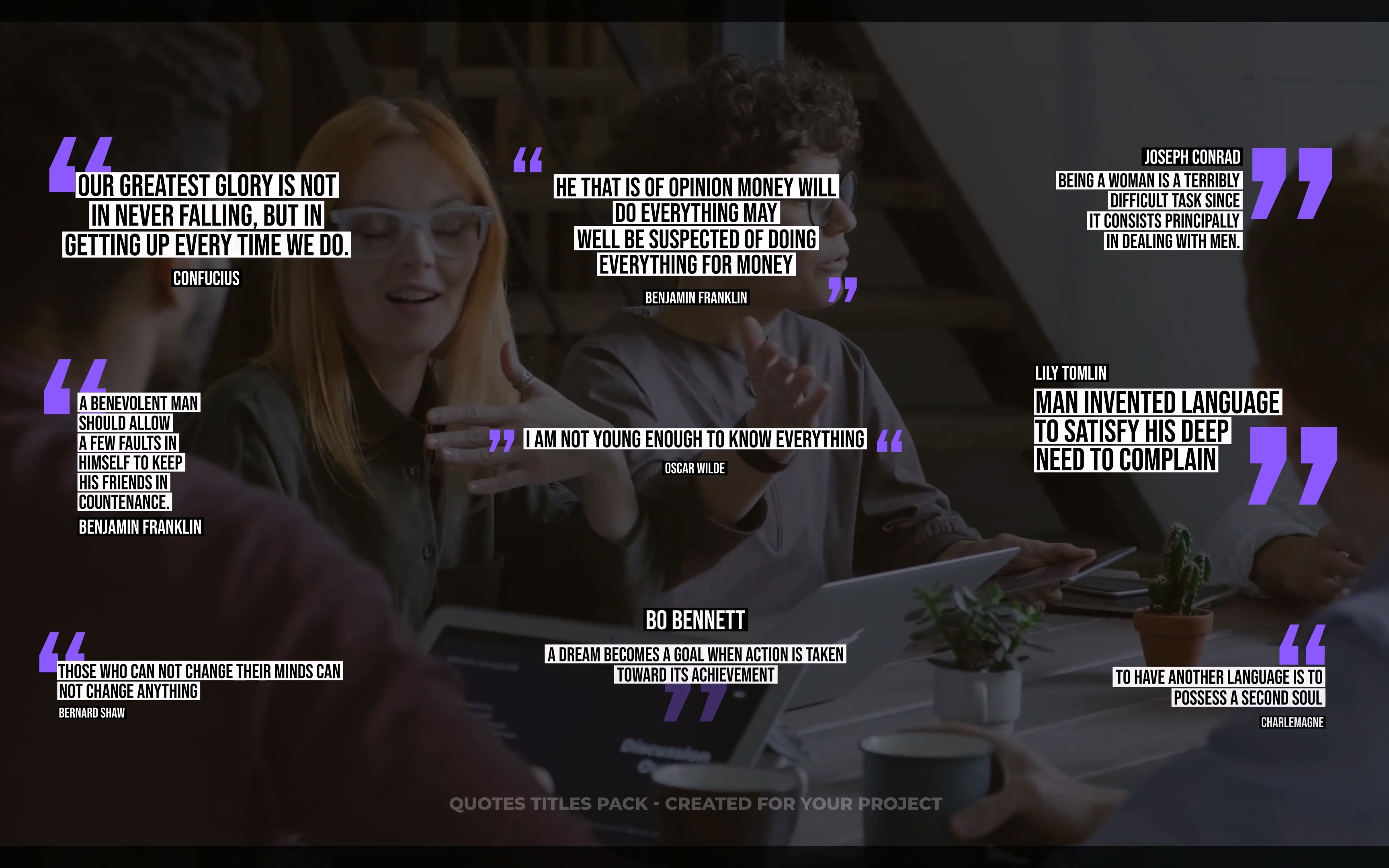 AE模板-引用动态文字标题模板底色名人名言