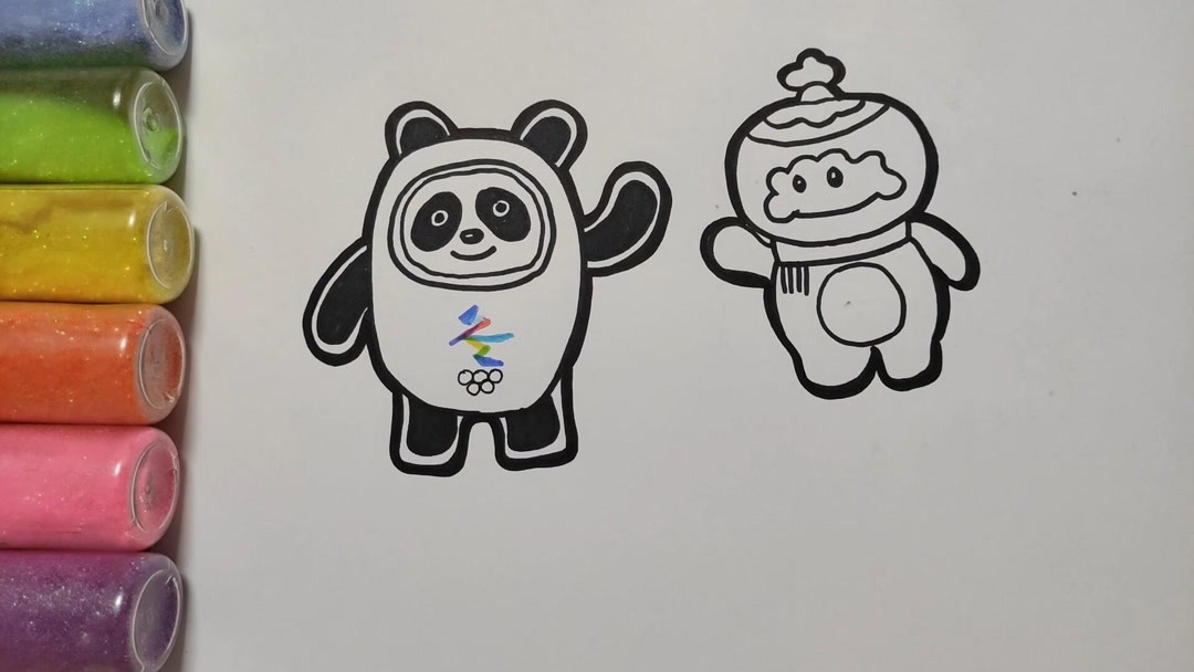 儿童简笔画教程,教小朋友画冰墩墩雪容融,3-12岁小朋友学画画