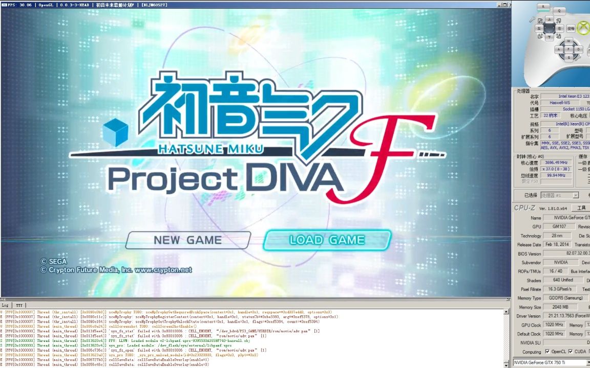 技术宅时隔一年之后测试PS3模拟器运行 初音未来 歌姬计划 f