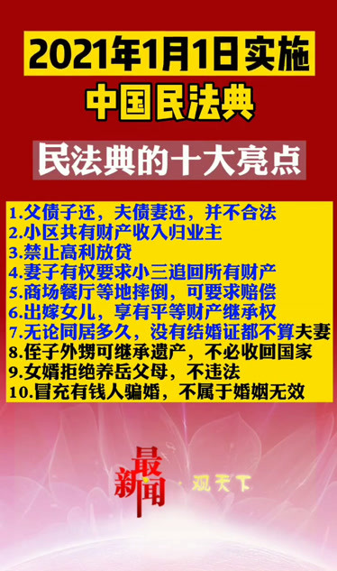 民法典正式施行,2021年你的生活将有这些大不同!