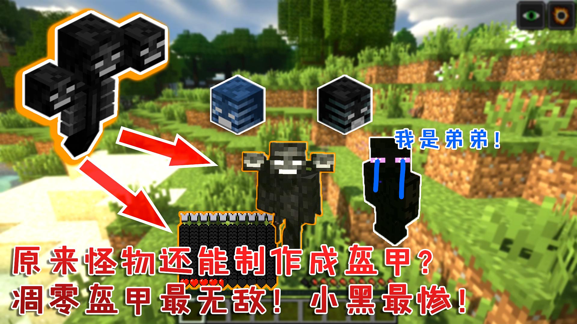 我的世界:原来怪物还能制作盔甲?凋零盔甲强无敌!小黑最可怜