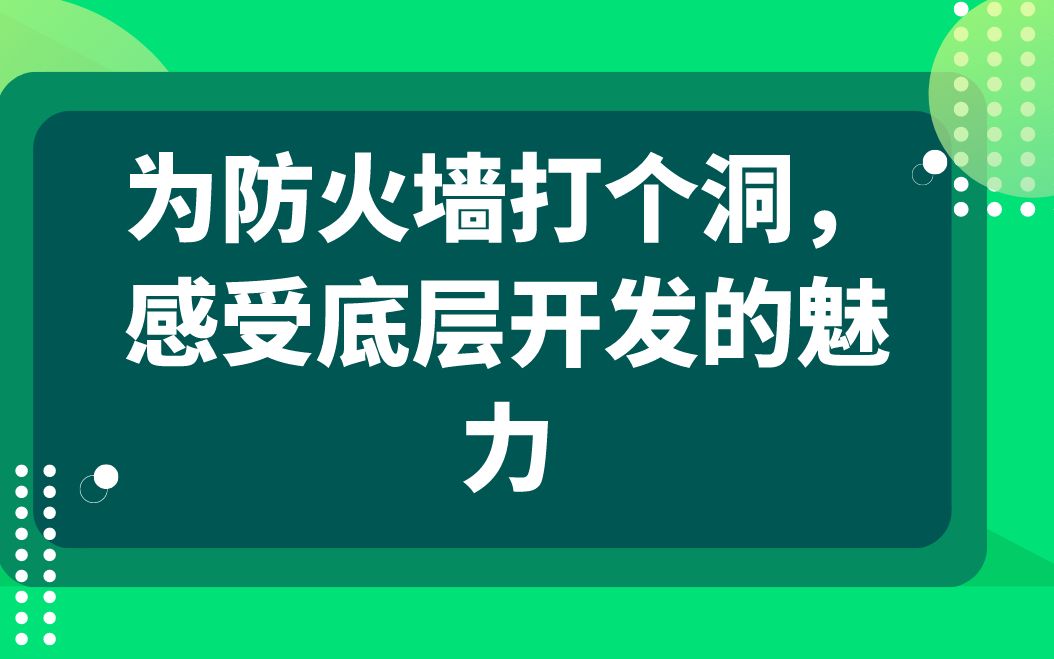 后台开发第214讲|为防火墙打个洞,让你与外界亲密接触,感受底层开发...