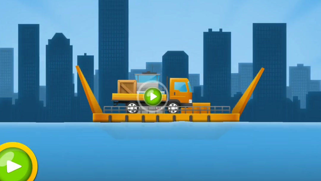工程车游戏 驾驶轮船运送挖掘机和起重机